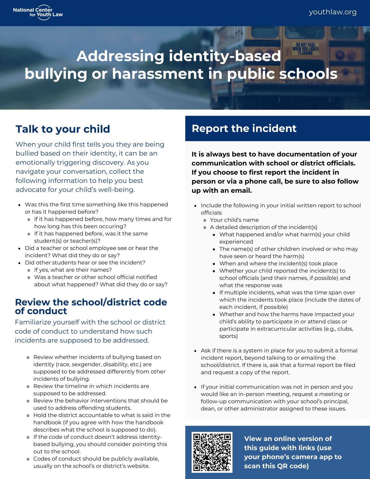 Addressing identity-based bullying or harassment in public schools ...